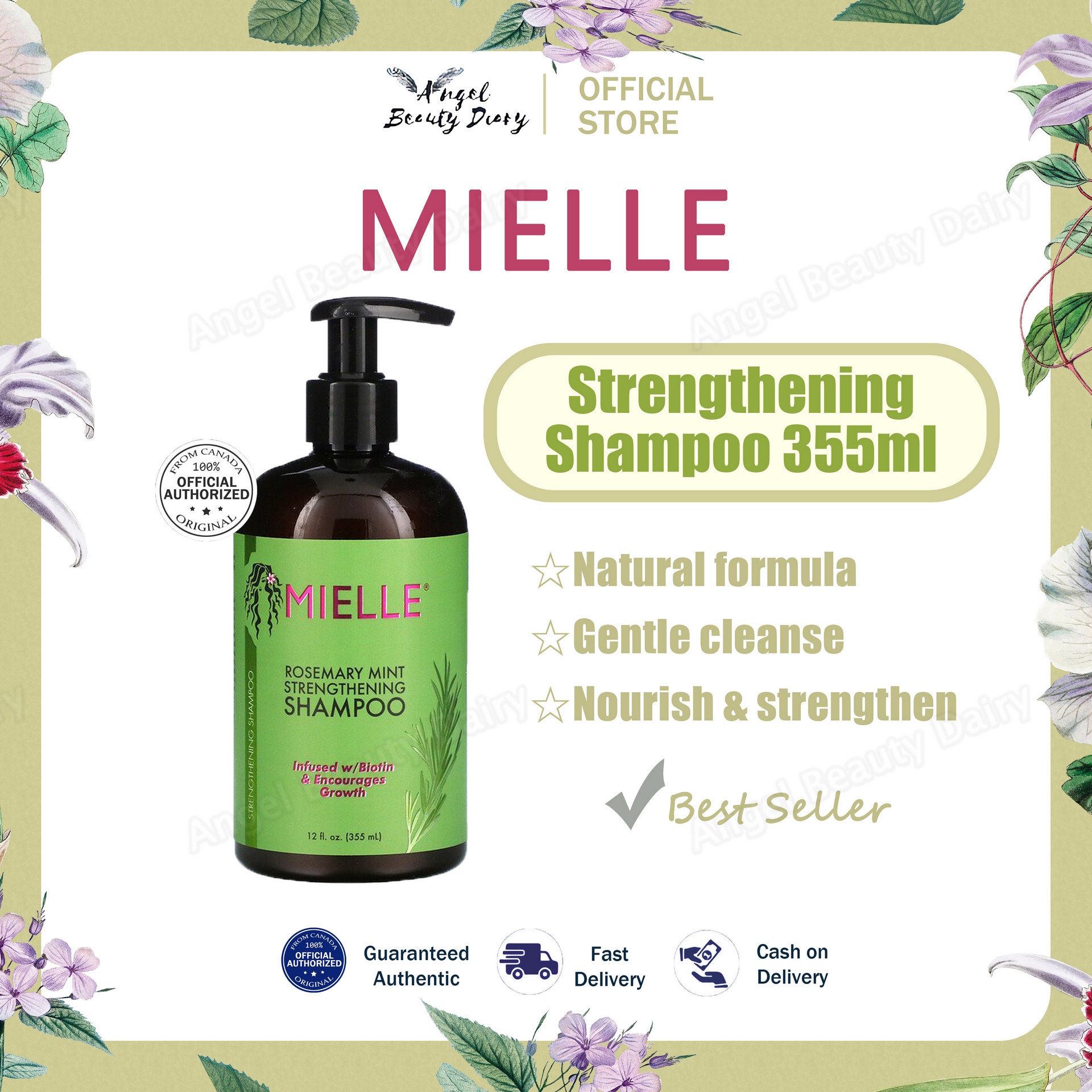 Mielle Organics Rosemary Mint Strengthening Shampoo 355ml | Lazada PH