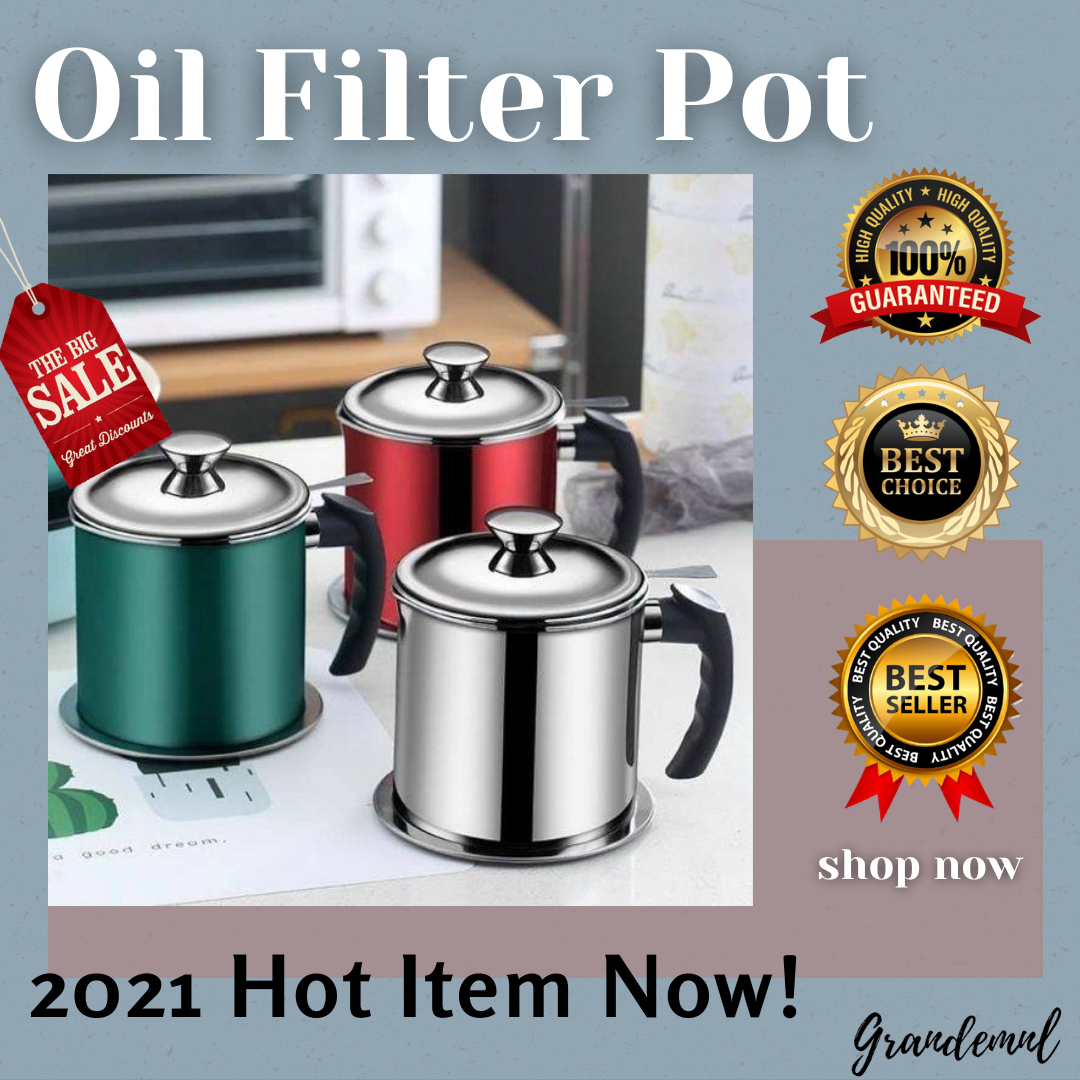HIGH QUALITY STAINLESS STEEL COOKING OIL FILTER POT,1.2L Stainless ...