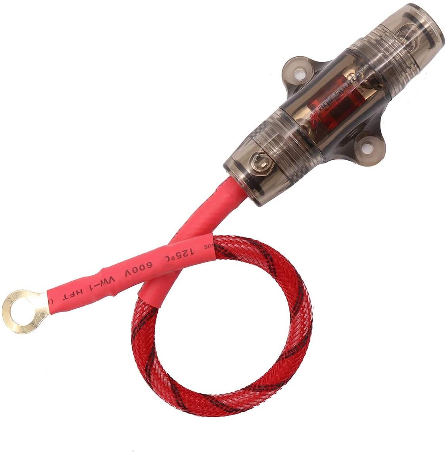 Inline 60A MANL Fuse Holder with 1ft 8 Gauge AWG Oxygen Free Copper ...