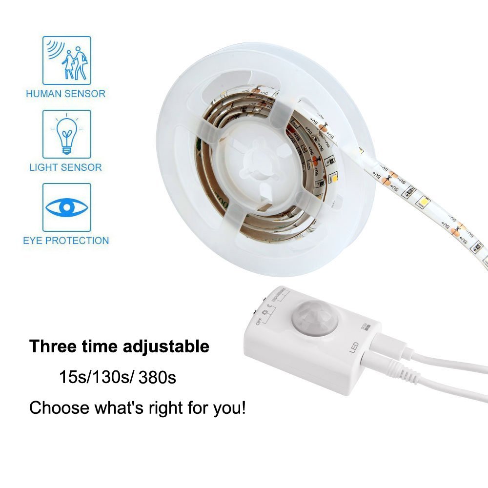 Wrumava USB Motion Sensor LED strip Kit Rechargeable Activated Bed ...