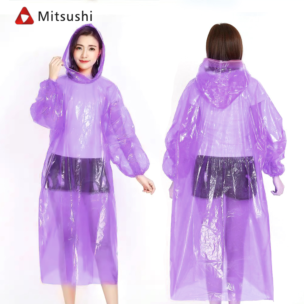Mitsushi Disposable Raincoat Plastic Pocket Rain Coat for Adults ...