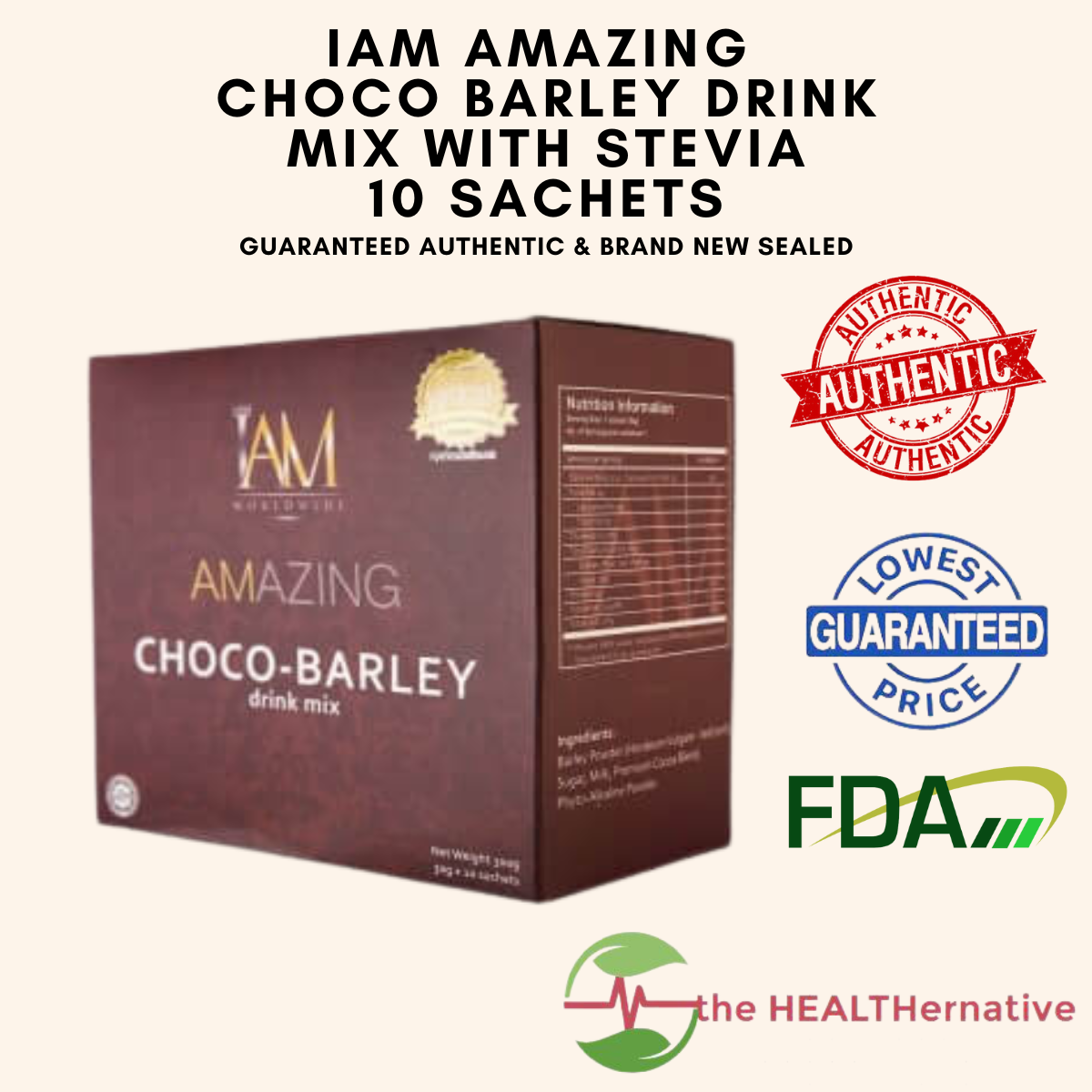 Original IAM Amazing Choco Barley Drink Mix with Stevia 10 sachets ...