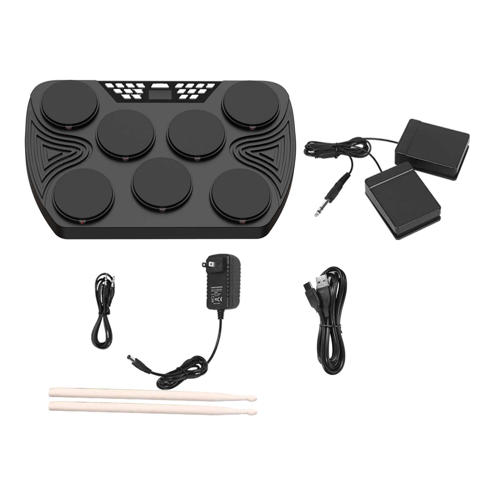 Multifunction Portable Electronic Drum Set 7 Velocity-Sensitive Pads ...