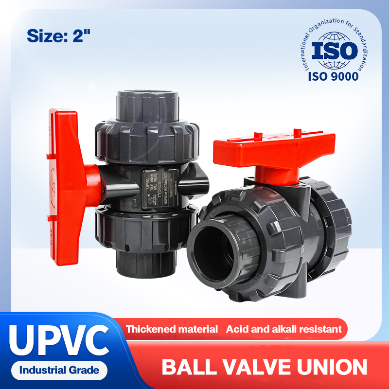 2“ PVC DOUBLE UNION BALL VALVE 1-1/2” ball valve UPVC UNION BALL VALVE ...