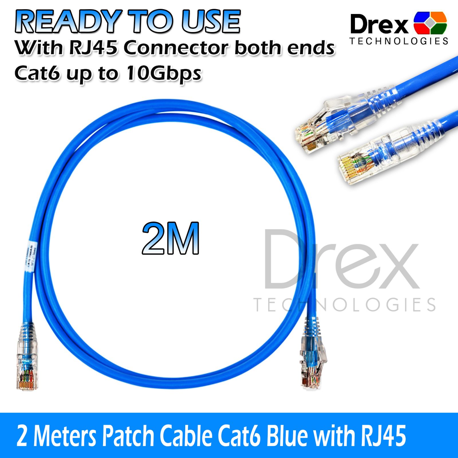 2M Gigabit Cat6 Cat6E UTP Lan Cable Patch Cord Cable with RJ45 CAT6E 2M ...