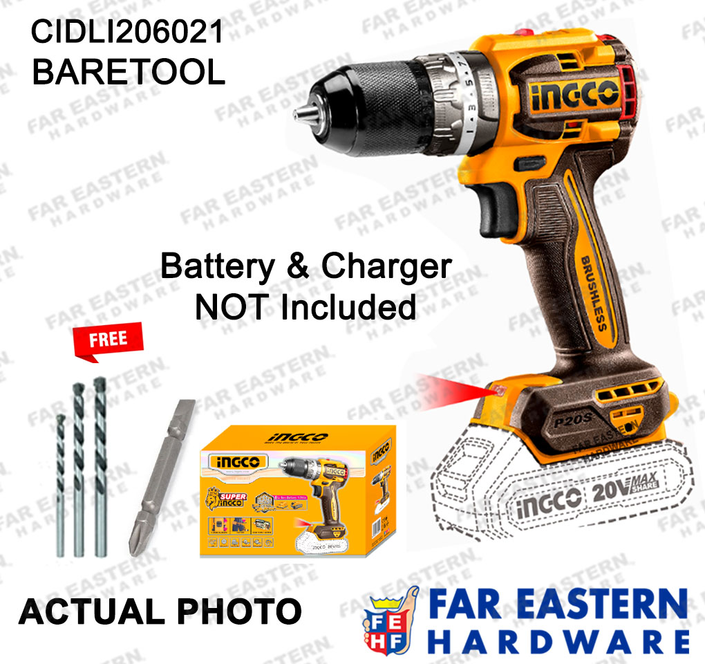 INGCO Cordless Brushless Impact Hammer Drill 13mm 20V CIDLI20602 | CIDLI206681 | CIDLI20668 ...