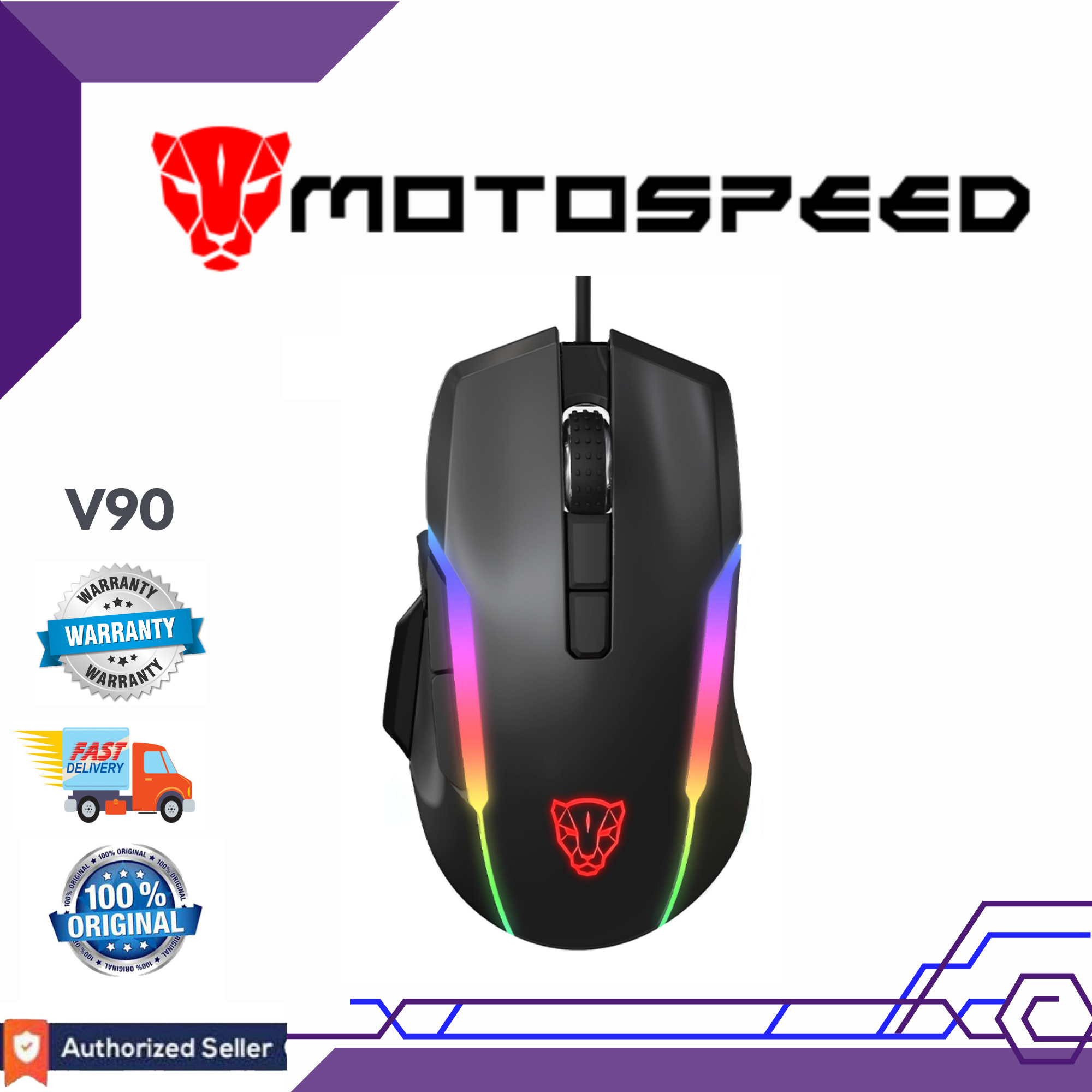 Motospeed V90 RGB Backlight PMW3325 Black Gaming Mouse | Lazada PH