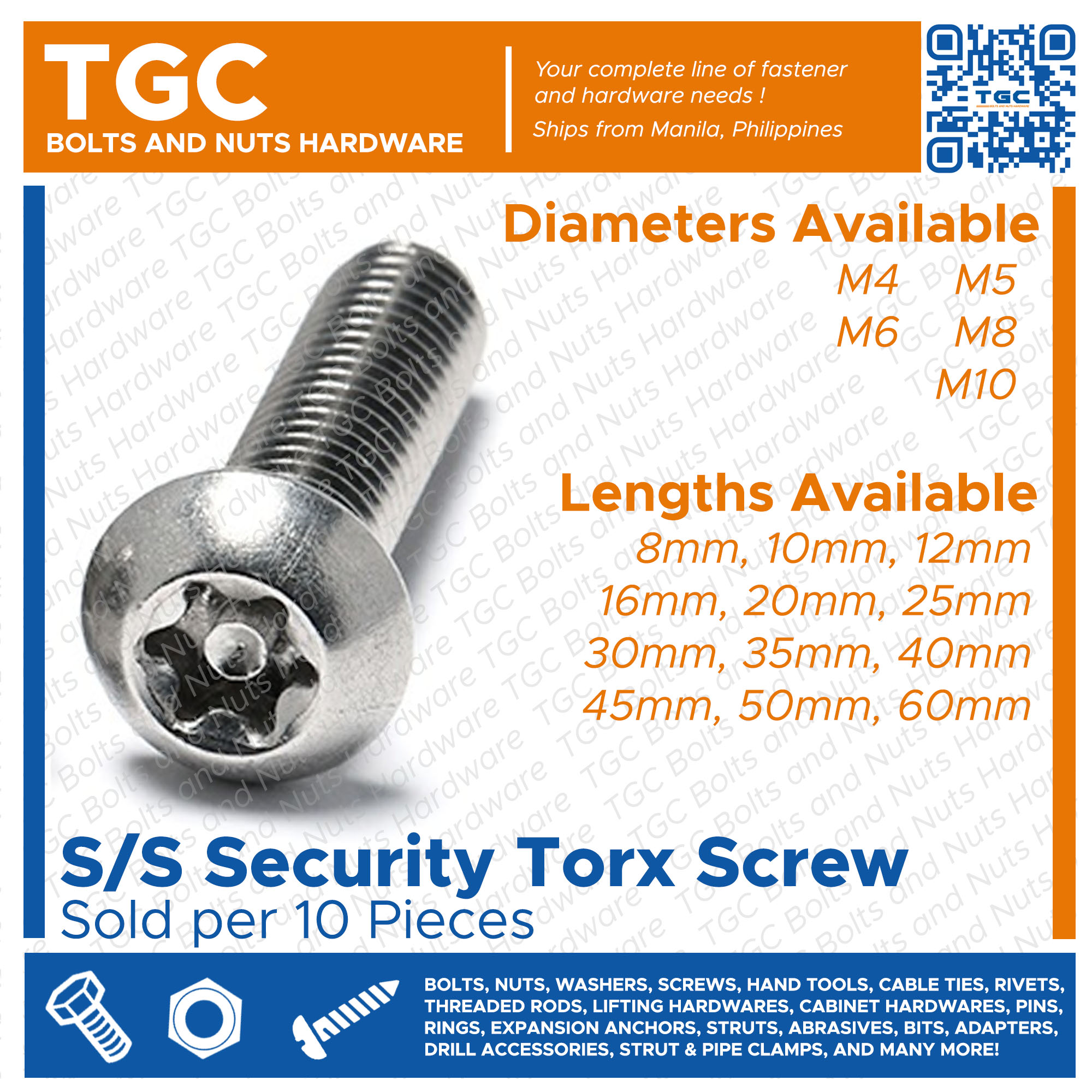TGC 10PCS M4 ~ M10 SS Security Torx Screw / Stainless Star Bolt with ...