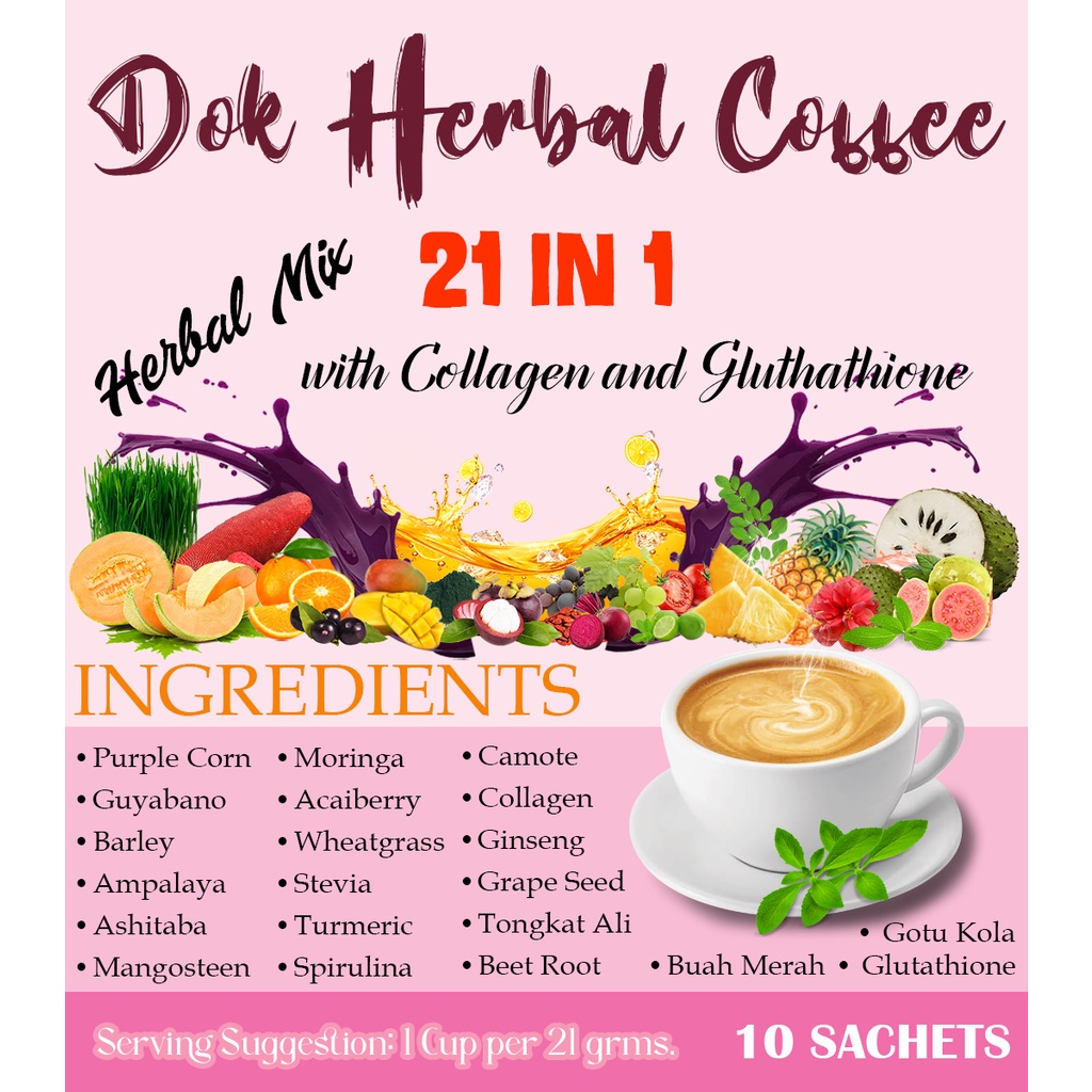 ♂Dok Herbal Coffee 21 in 1 - Organic Low Sugar♙ | Lazada PH