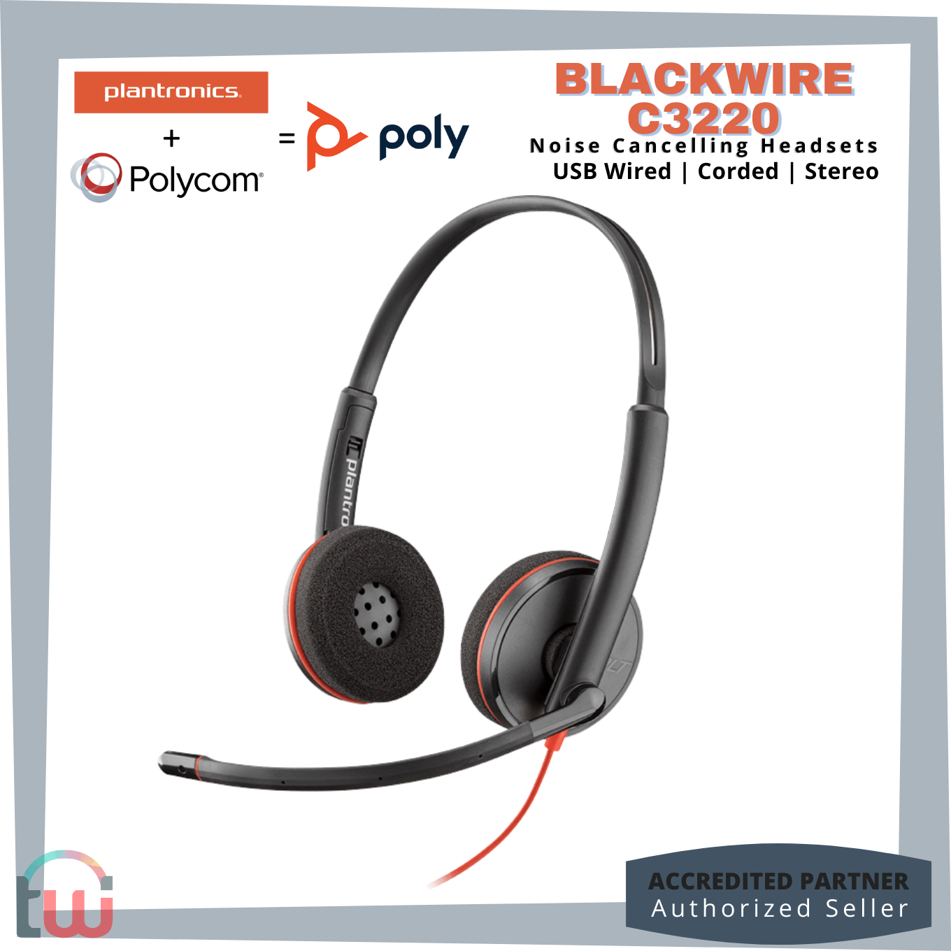 POLY | PLANTRONICS Headset Blackwire 3220 USB Wired (Stereo | Binaural ...