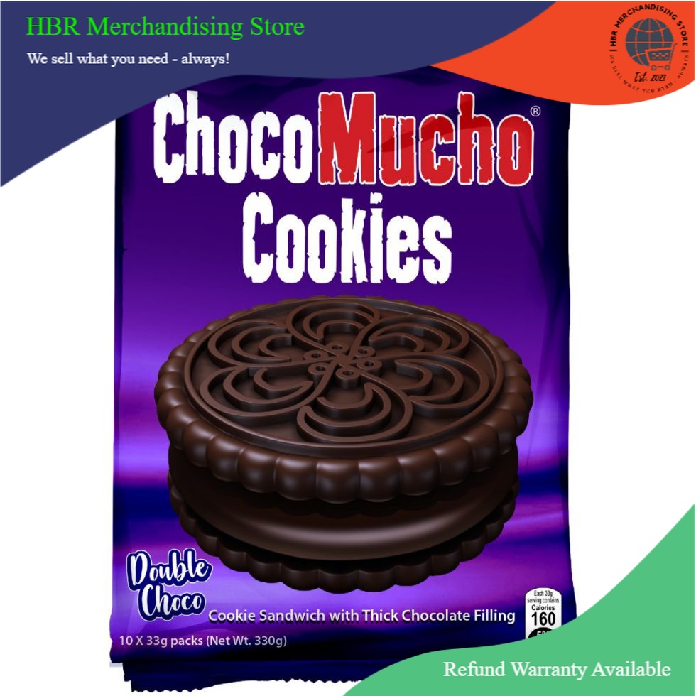Choco Mucho Cookies Sandwhich Double Chocolate 33g x 10pcs | Lazada PH