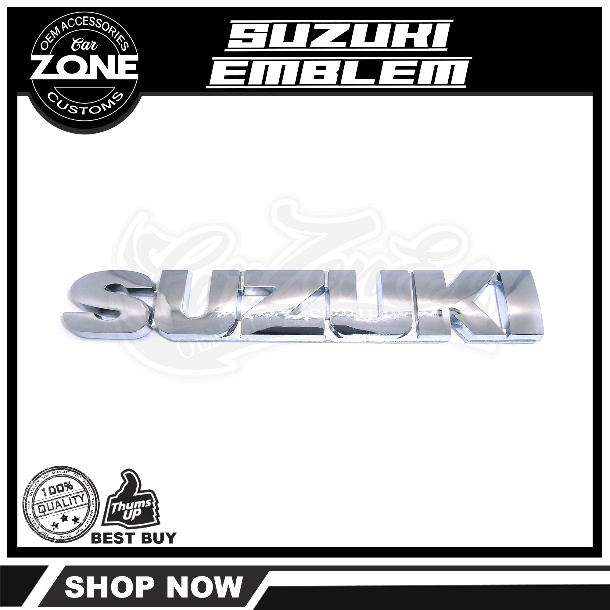 Suzuki Word Logo Rear Trunk Badge Emblem (Chrome) | Lazada PH