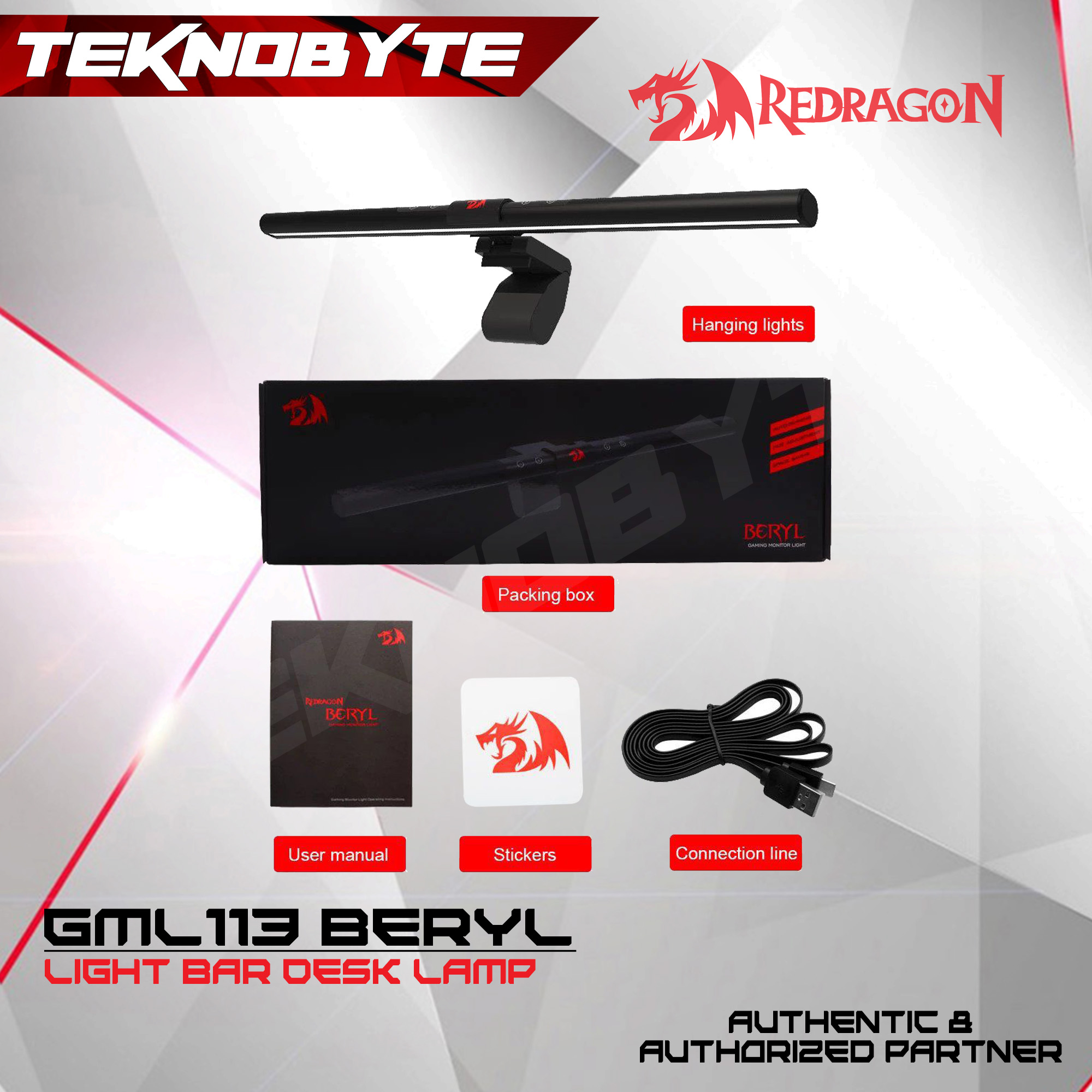 REDRAGON BERYL GML-113 Dimming Eye-Care LED Desk Lamp For Computer PC ...