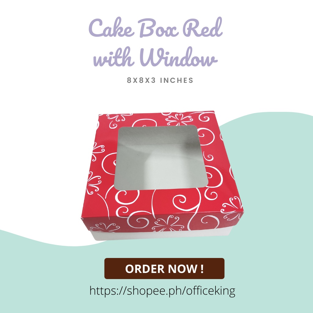 Cake Box Red with window 8x8x3 inches | Lazada PH