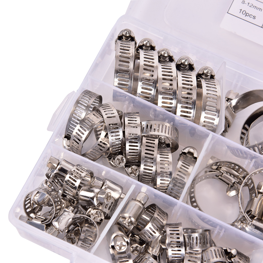YKS 60Pcs Assorted Stainless Steel Hose Clamp Kit With No Driver ...