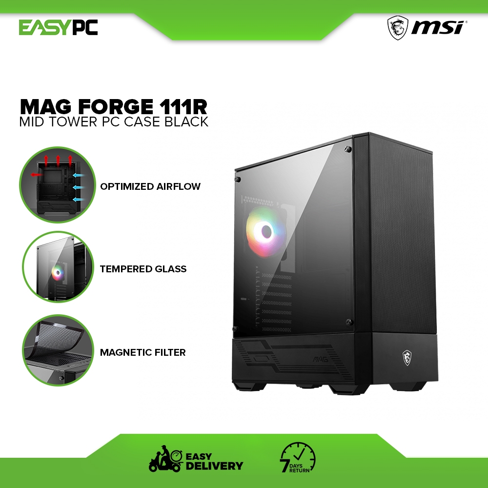 EasyPC MSI MAG Forge 111R Optimized Airflow Magnetic Filter Tempered ...