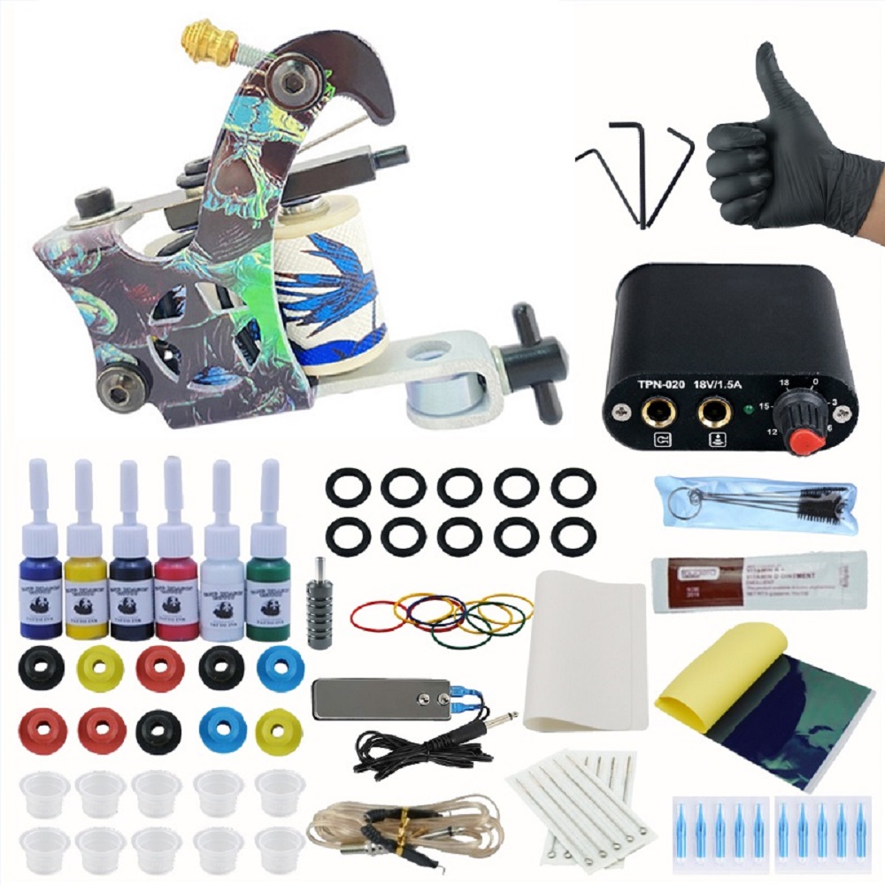 Professional Full Tattoo Machine Kit Includes 1 Tattoo Machine Beginner ...