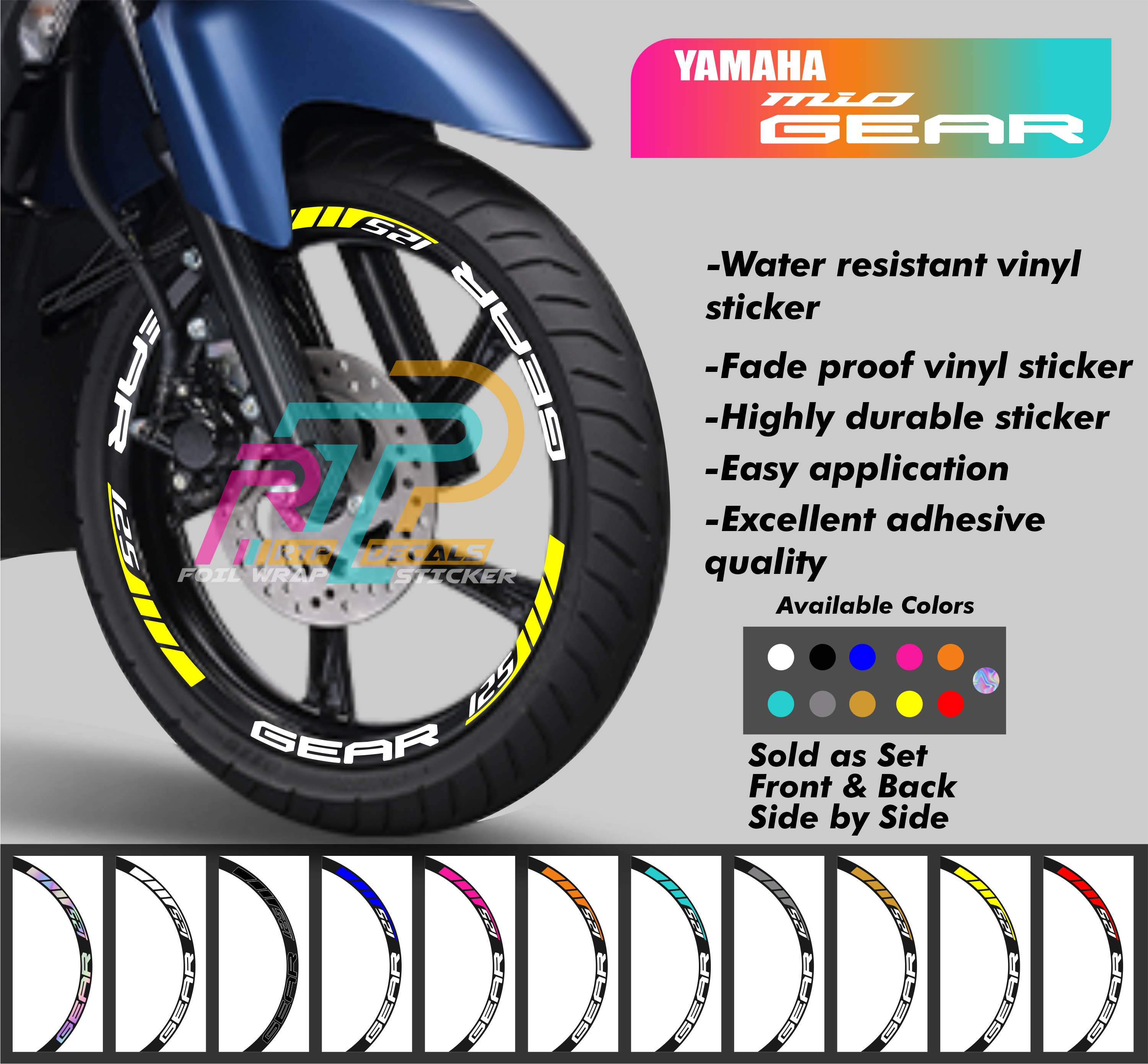 Yamaha Mio Gear Mags Decals Sticker Front & Back Side by Side 4pcs Set ...