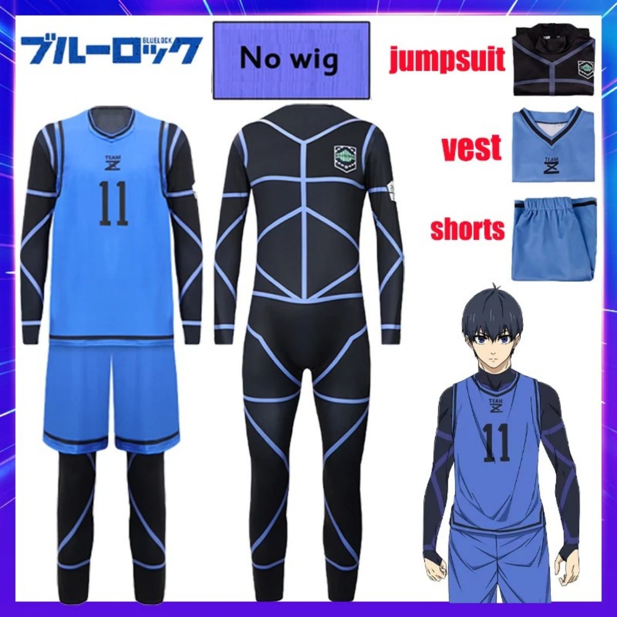 Anime Blue Lock uniform Isagi Yoichi Cosplay Costume Jersey Football ...