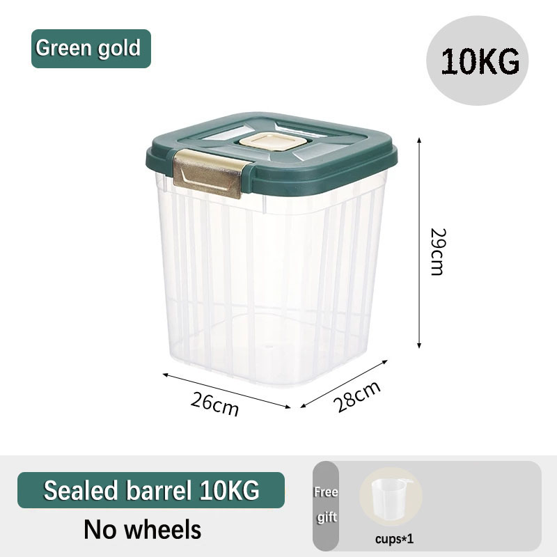 25KG Transparent Square Rice Storage Box Kitchen Rice Bucket Grain ...