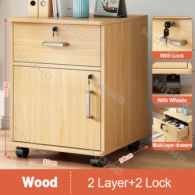 Miomo Home Office File Cabinet with Lock Wooden Locker Data Storage ...