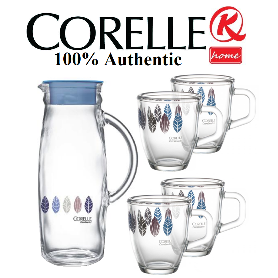 CORELLE Coordinates Pitcher Glass Mug 5 Piece Set | Lazada PH