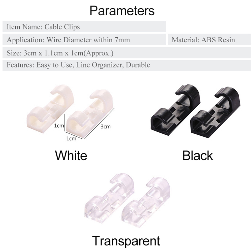20pcs Cable Clips Organizer Self-Adhesive Cord Management Wire Holder ...