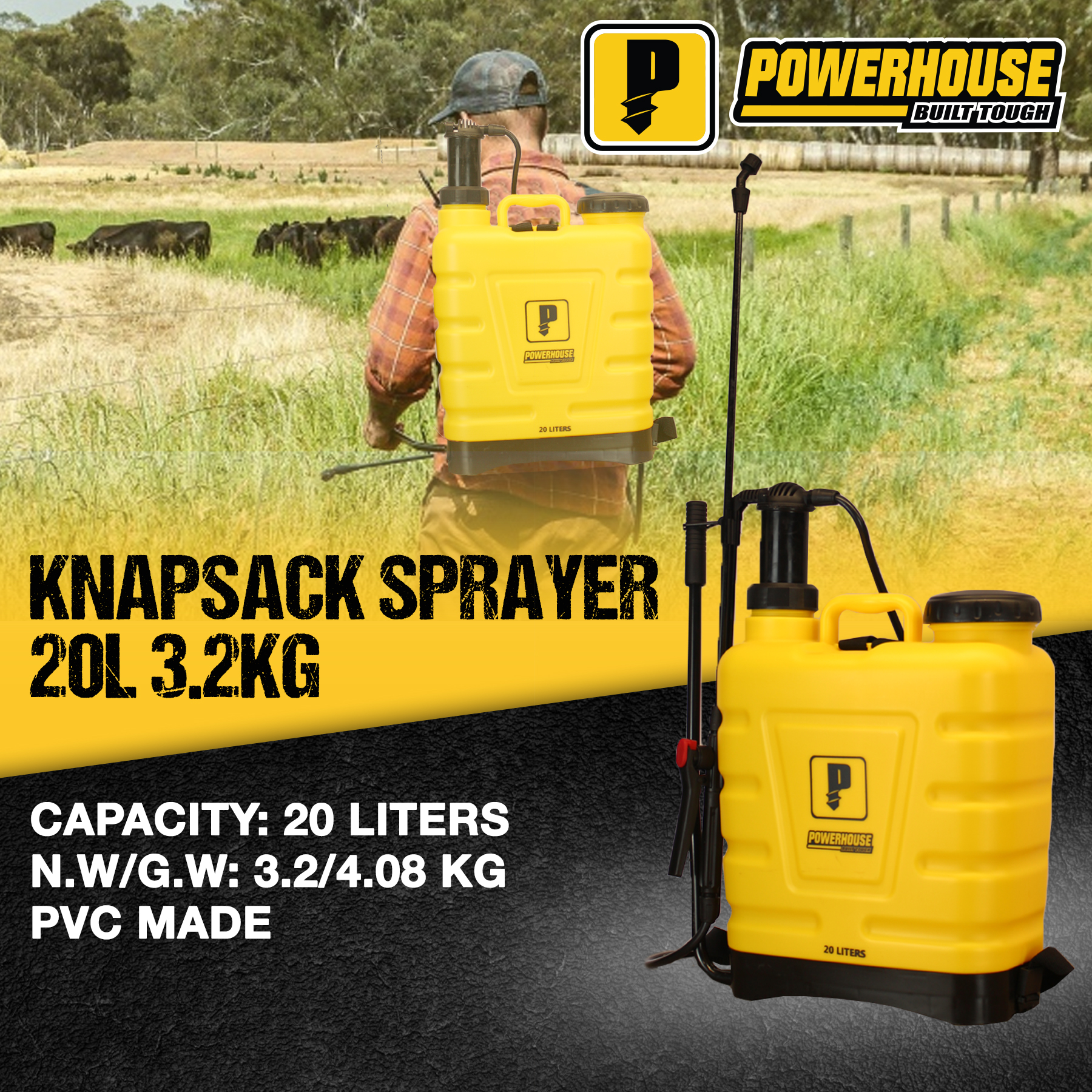 POWERHOUSE Knapsack Sprayer 2 in 1 Electric Rechargeable Manual ...