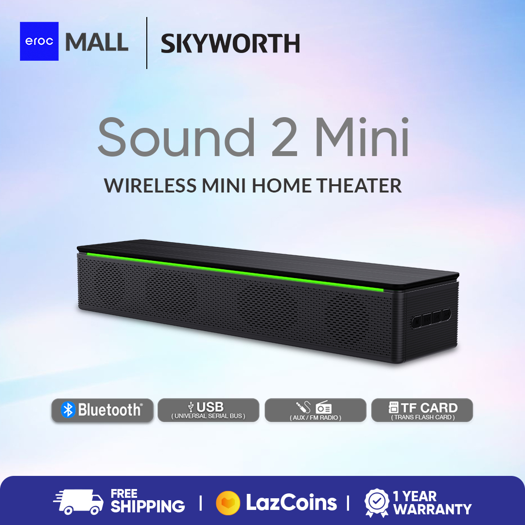 Skyworth Wireless Mini Home Theater Speaker Sound 2 Mini Bluetooth 5.0, 10W Stereo Sound, AUX ...