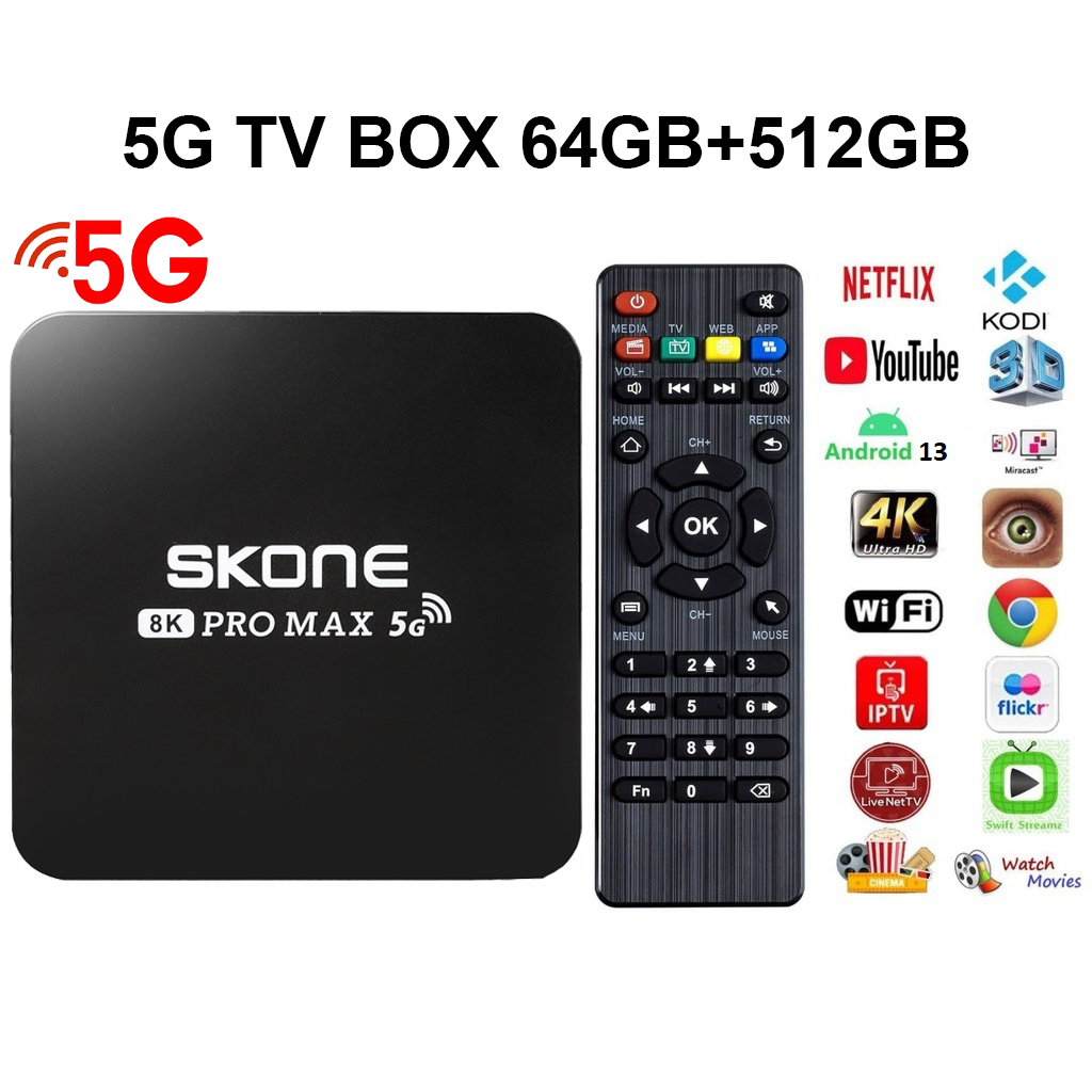 Smart TV Box Pro 4K 64GB+512GB 2.4G/5G Quad Core CPU Latest Version ...