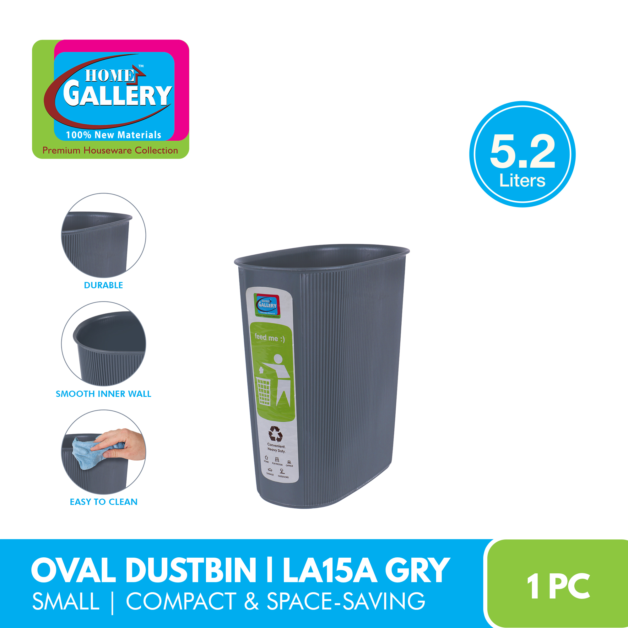 Home Gallery Oval Dustbin Small/Medium | Compact & Space-Saving Design ...