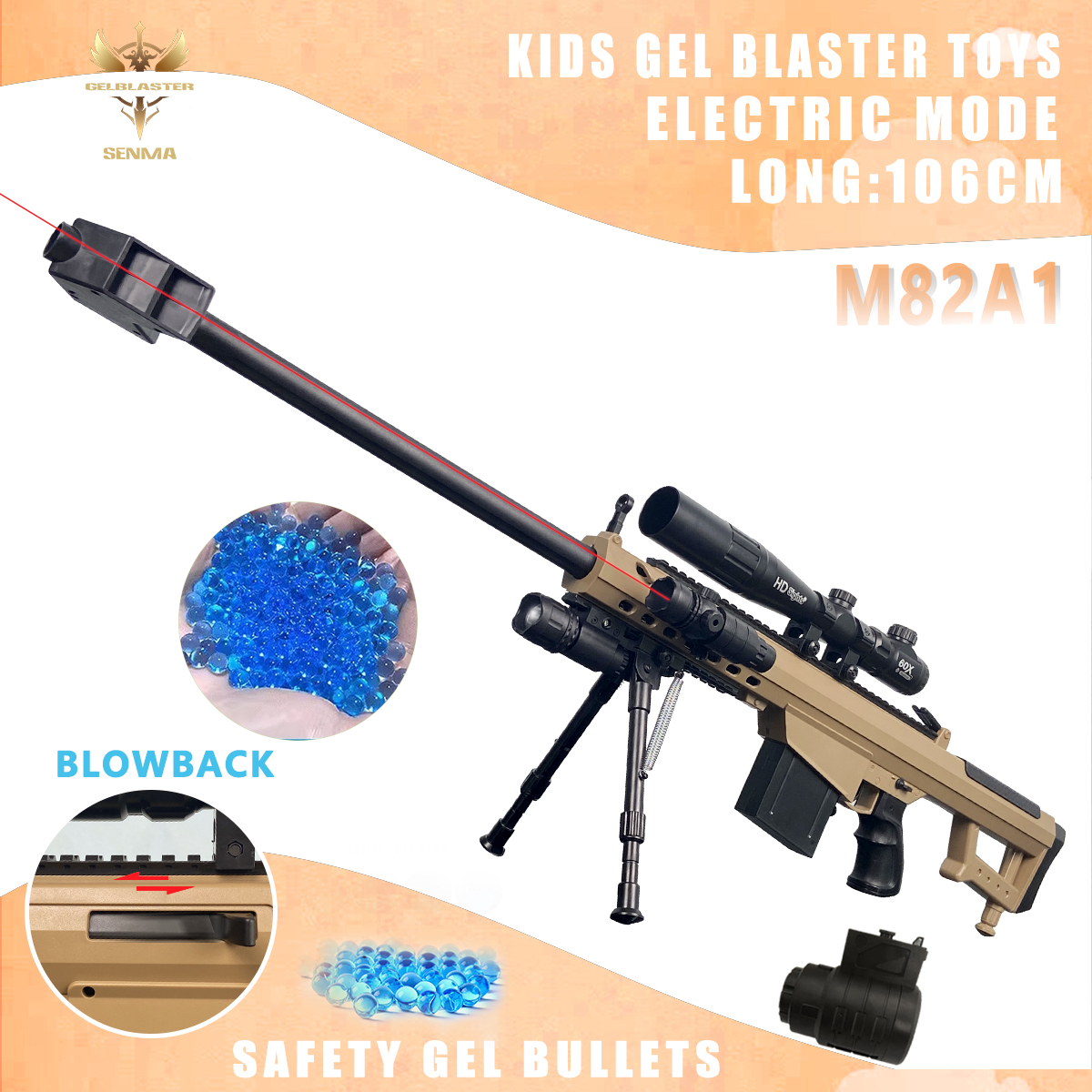 Barrett Gel Blasters Toy Automatic+Manually Two kinds of magazines Gift ...