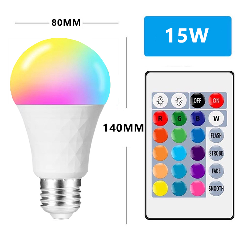 New RGB Light Color Changing LED Bulb E27 RGBW 16 Colors Dimmable with ...