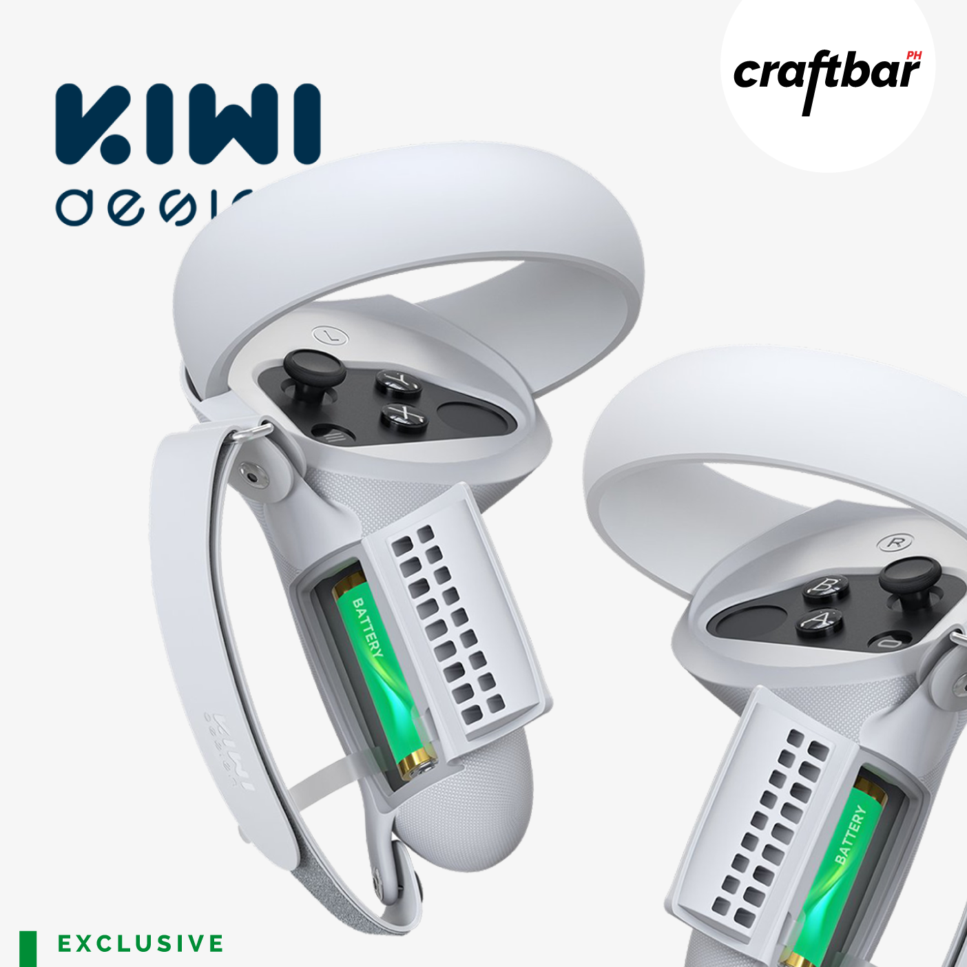 KIWI Design Controller Grips With Battery Opening and Knuckle Strap for ...
