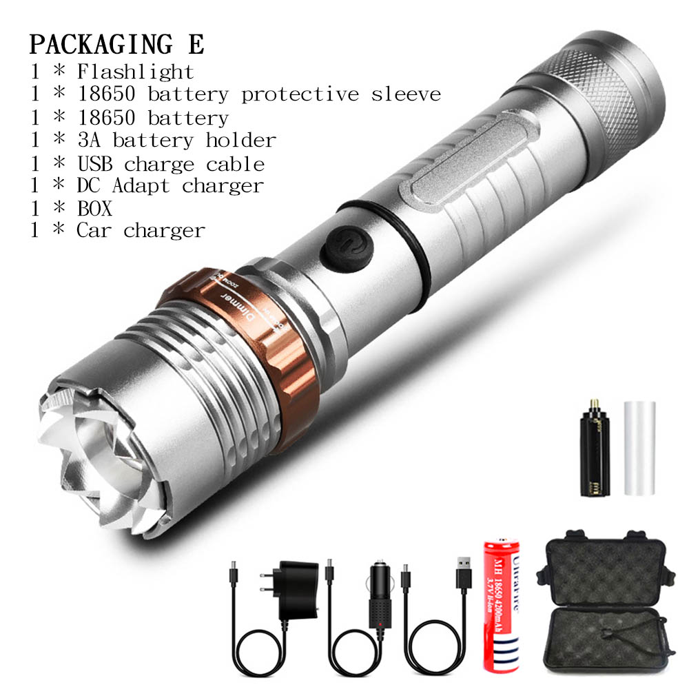 Lotus Attack Head LED Flashlight Tactical Electric Torch T6 Zoomable 5 ...