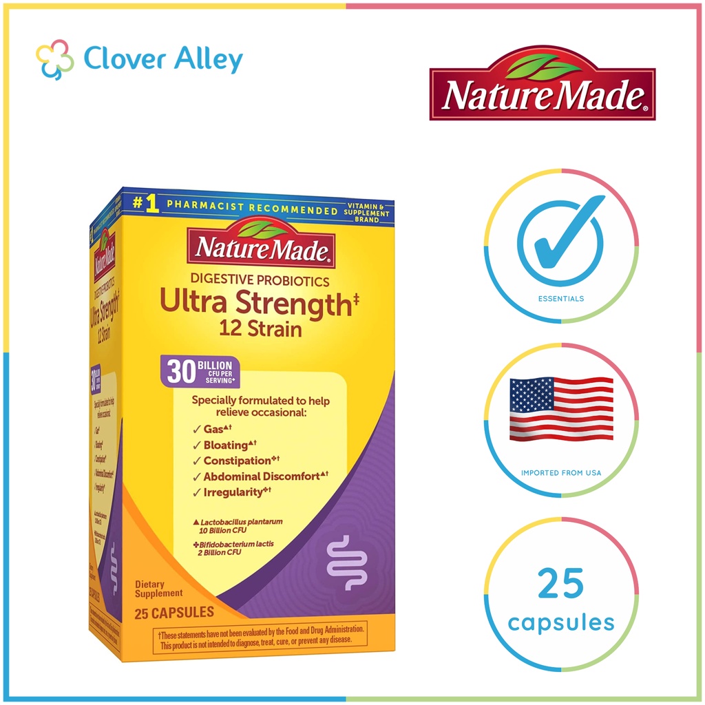 Nature Made Ultra Strength 12 Strain Digestive Probiotics 25 days ...