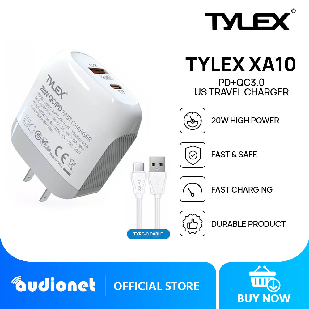 TYLEX XA10 PD+QC3.0 Fast Charging 20W US Plug Type Travel Charger ...