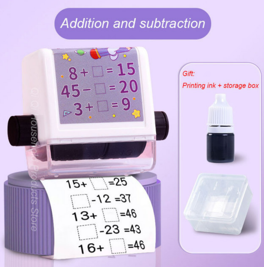 2 pcs Number Rolling Stamp Mathematics Learning Stamp Math Practice ...