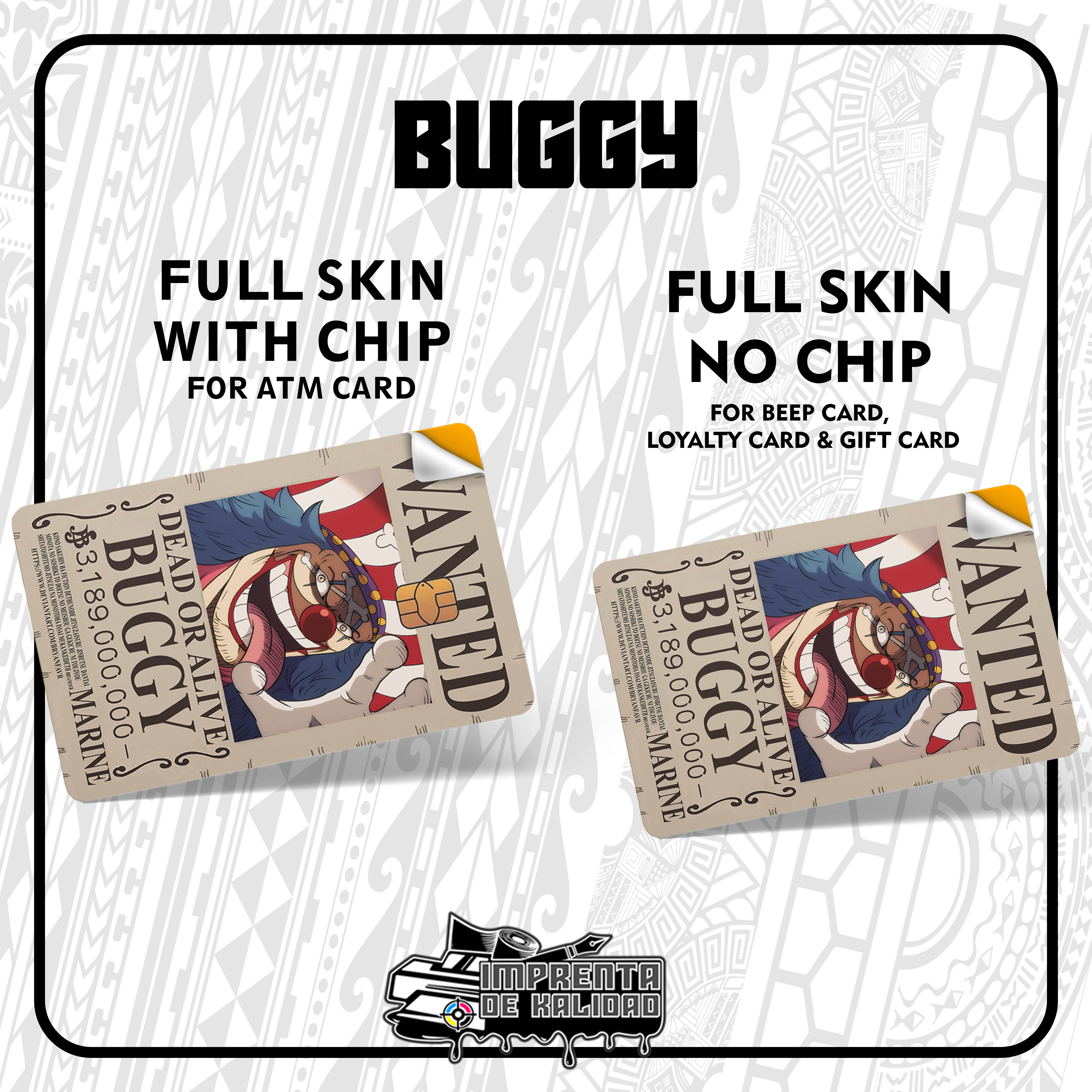 One Piece Wanted Skin Card Sticker Vinyl Debit/ATM/beep card sticker ...
