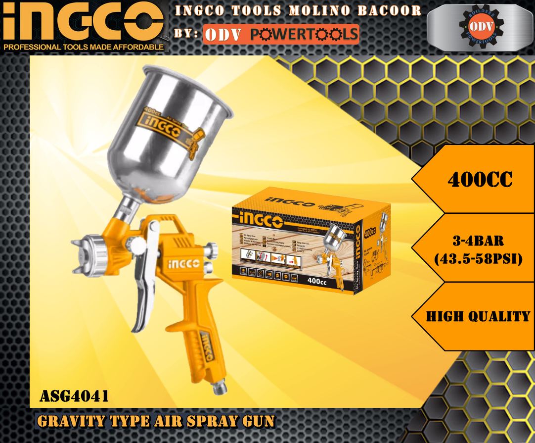Ingco ASG4041 Gravity type Air Spray Gun 400cc for Base Coat - ODV ...