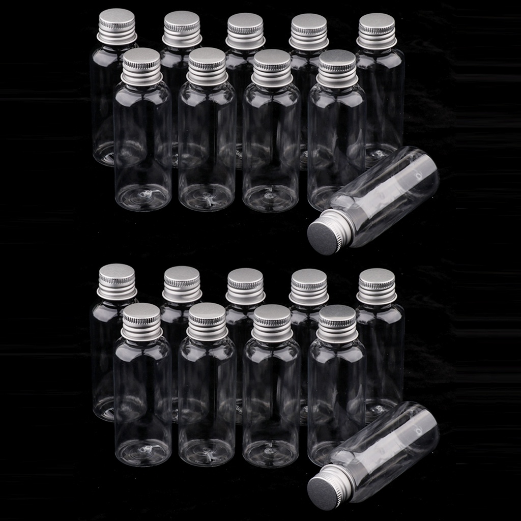 20pcs 50ml Clear Plastic Bottle Liquid Sampling Vials Aluminum Cap ...