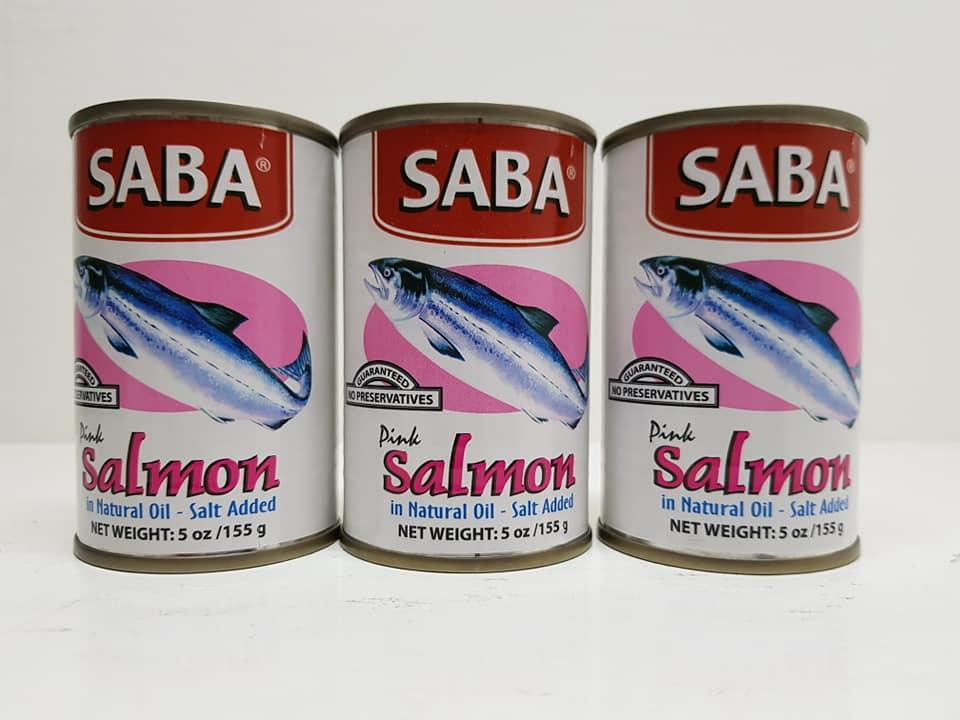 SABA PINK SALMON Sardines in Natural Oil, Salt Added (6 x 155 grams ...