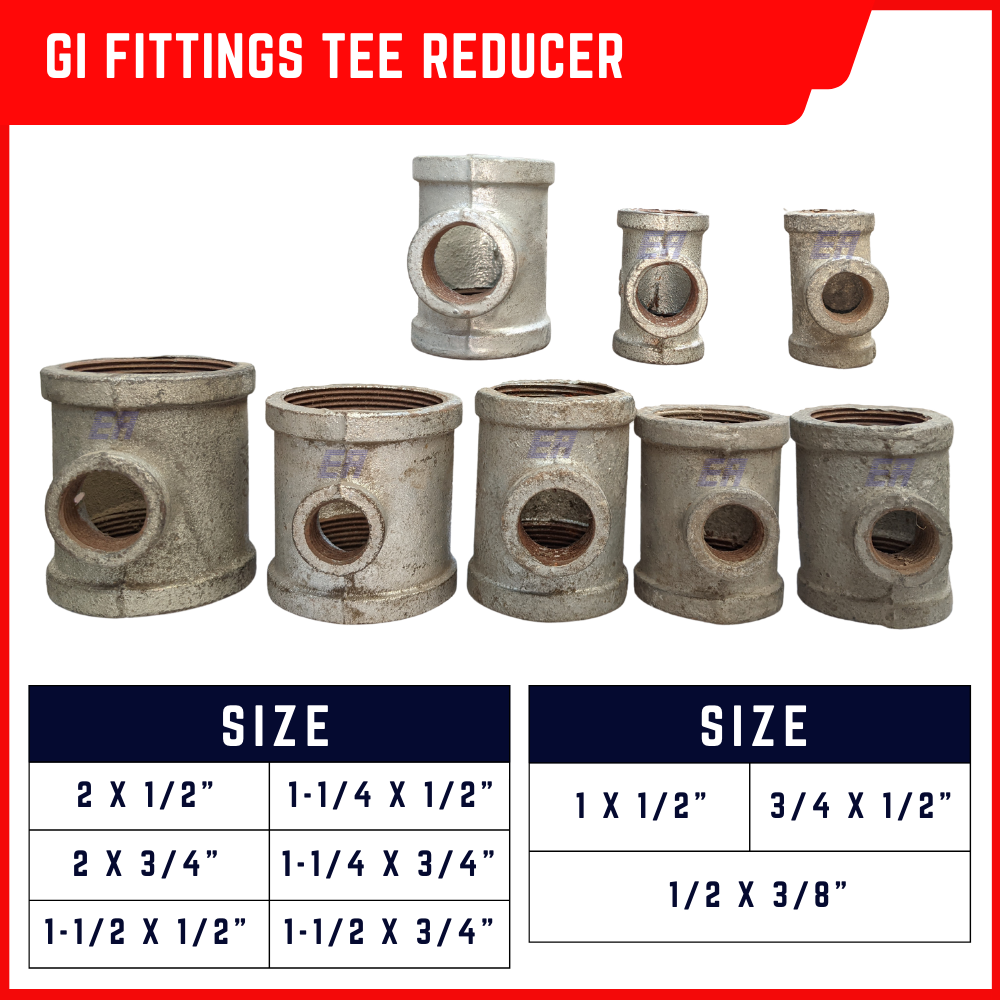 BODEGA SALE! GI Fittings Galvanized Iron Tee Reducer (Available Size:1 ...