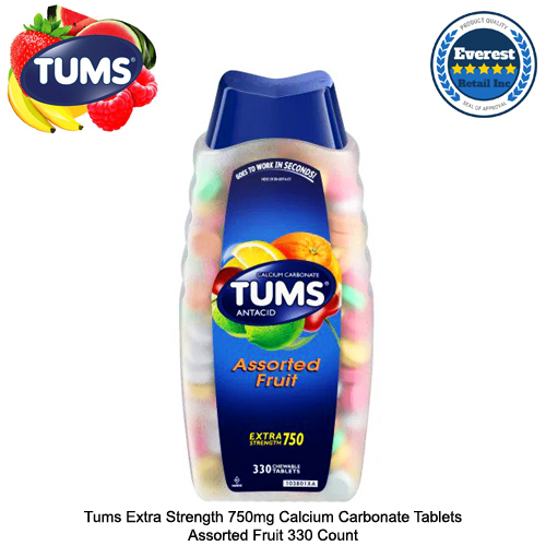 Tums Extra Strength 750mg Calcium Carbonate Tablets Assorted Fruit 330 ...