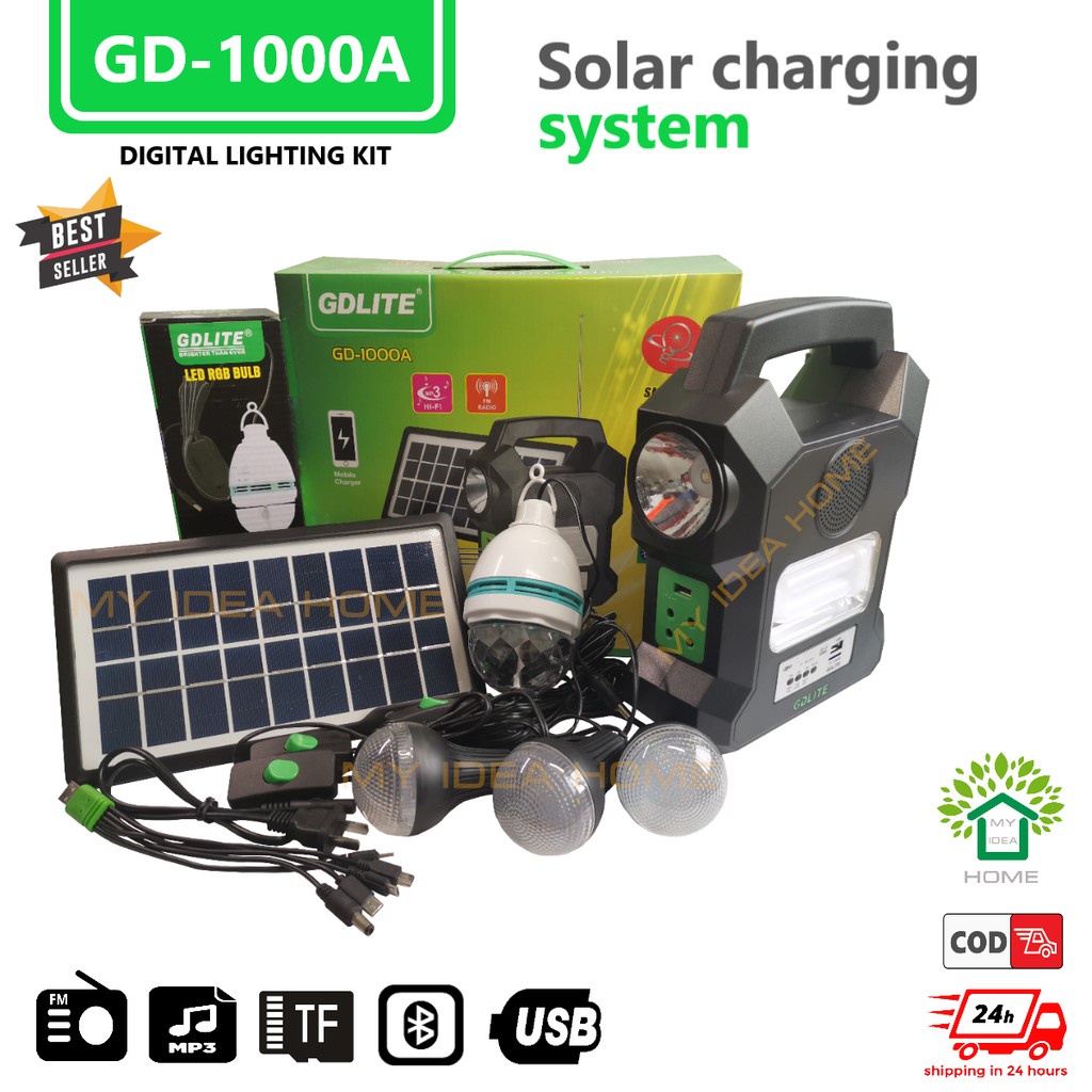 ☂ GDLITE Rechargeable Solar charging System digital lighting kit with ...