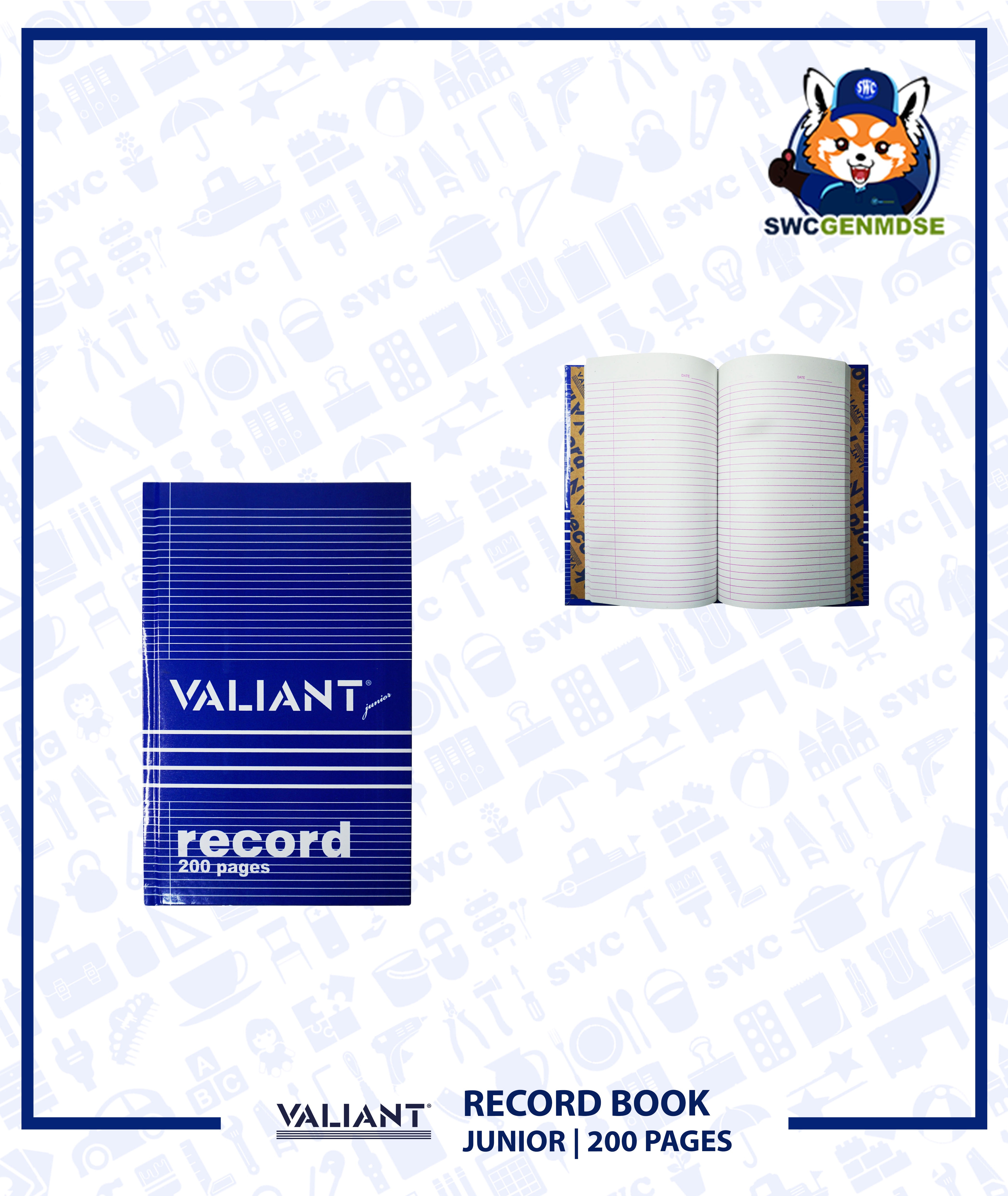 VALIANT Record Book | Junior Record Book | Log Book | 150 - 500 PAGES ...