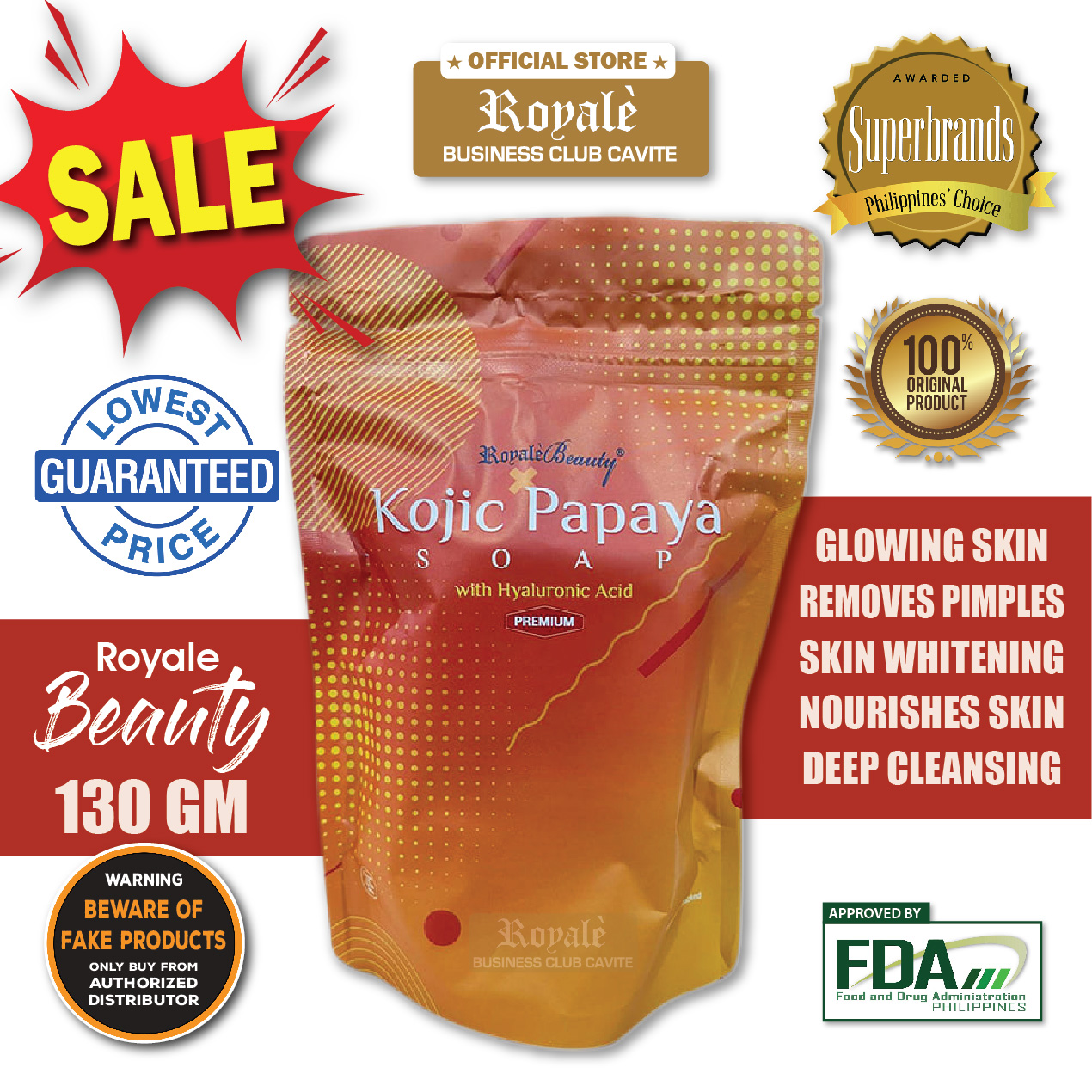 Premium Kojic Papaya Beauty Soap with Hyaluronic Acid 130g | 100% ...