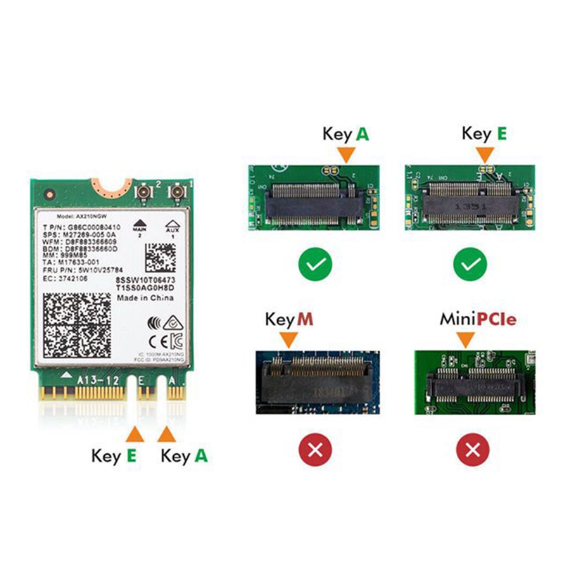 WI-FI 6E Bluetooth 5.2 for Intel AX210 Dual Band 3000Mbps M.2 Wireless ...