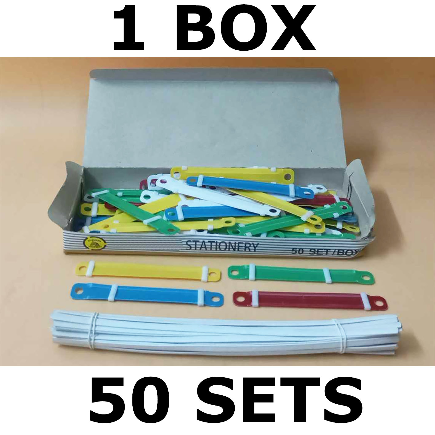 GENERIC PLASTIC PAPER FASTENER 8cm ( 1 BOX OF 50 SETS