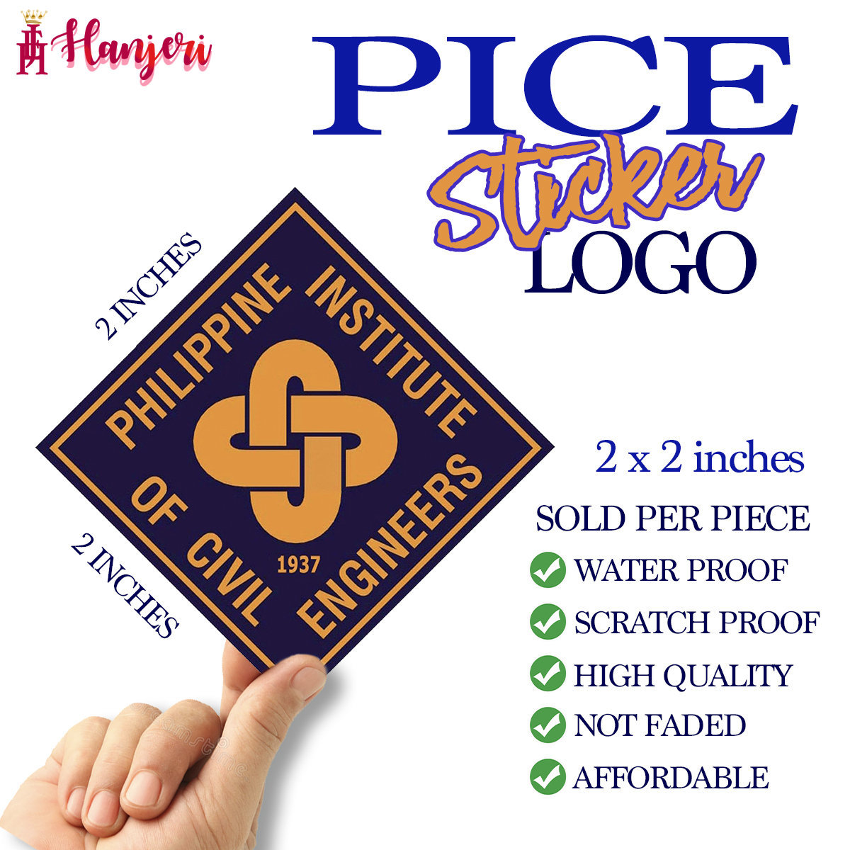 Vinyl Stickers PICE - Philippine Institute of Civil Engineer Logo ...